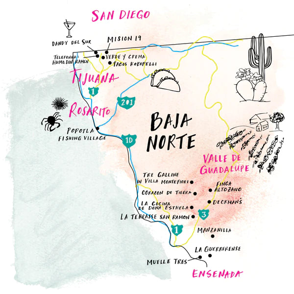 Baja map for San Diego Magazine – Odd Daughter Paper Co
